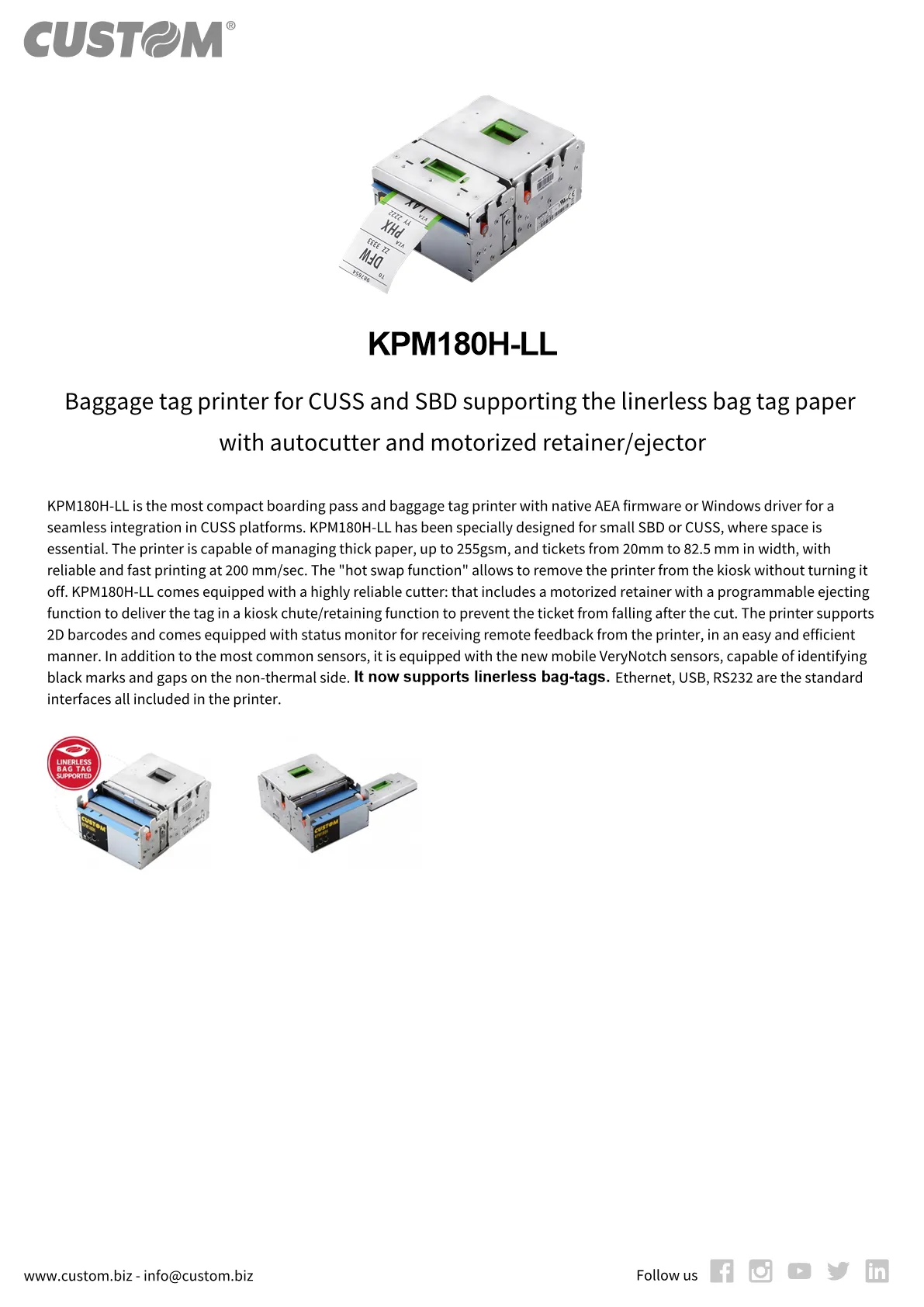 915AH030700700 - Custom KPM180H-L/L Uhf 24V ETH/USB Cut Pres