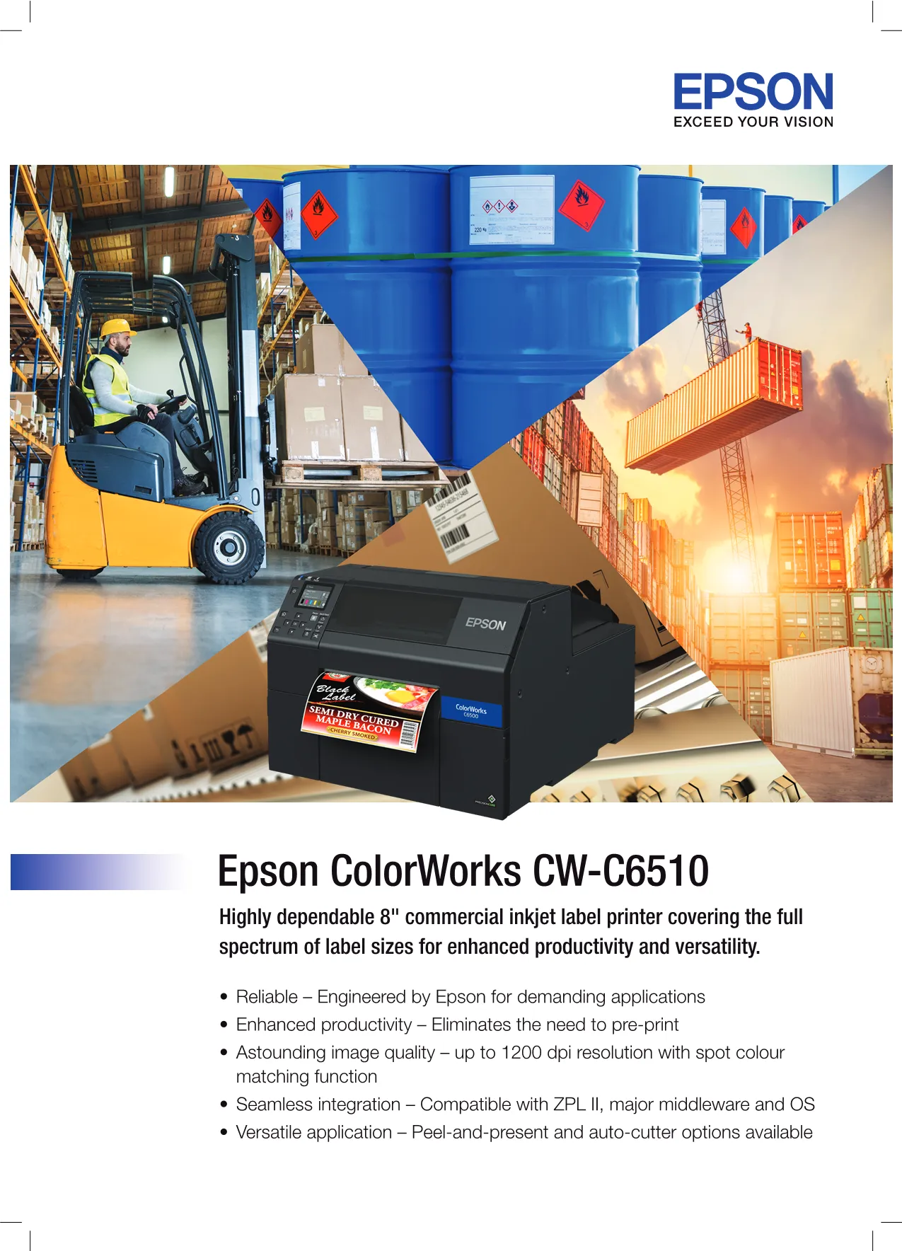 CW-C6510A-108 - EPSON ColorWorks C6510A USB/Ethernet Inkjet