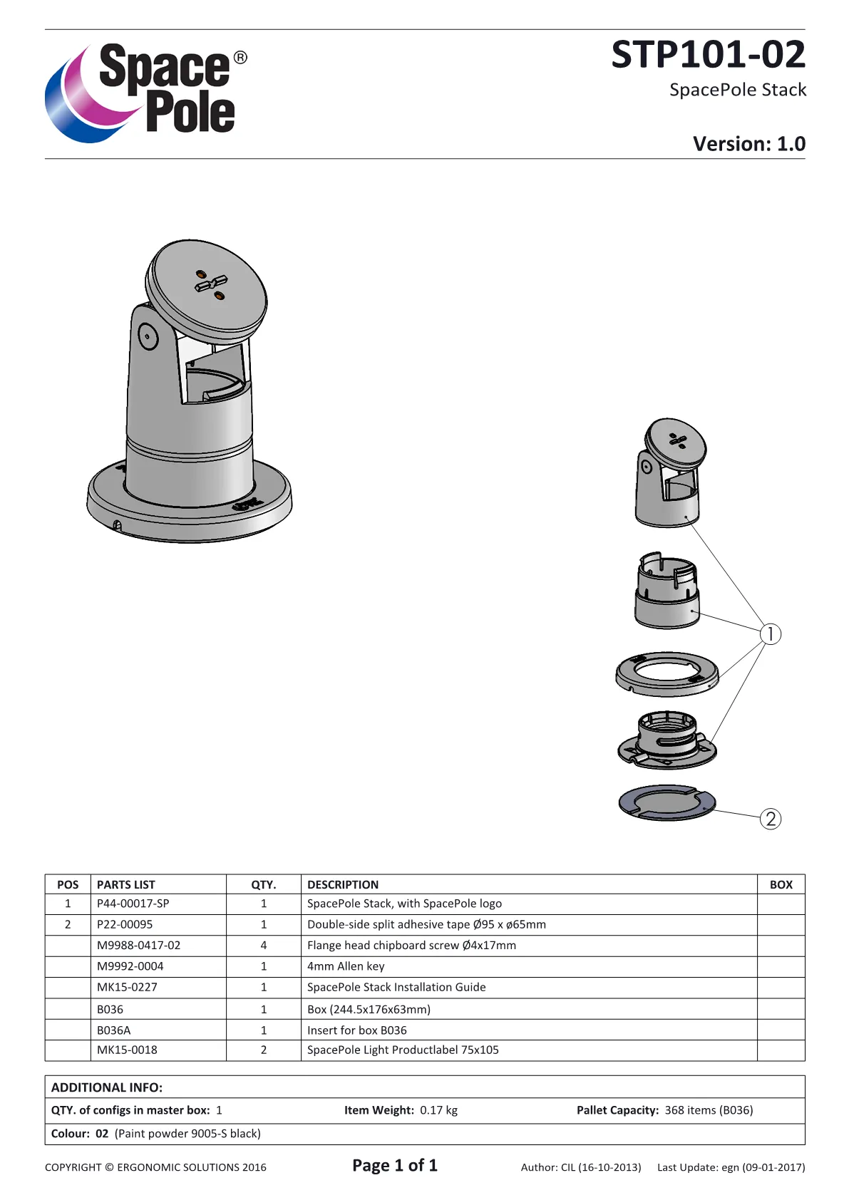 Spacepole Pole Stack BLK - STP101-02