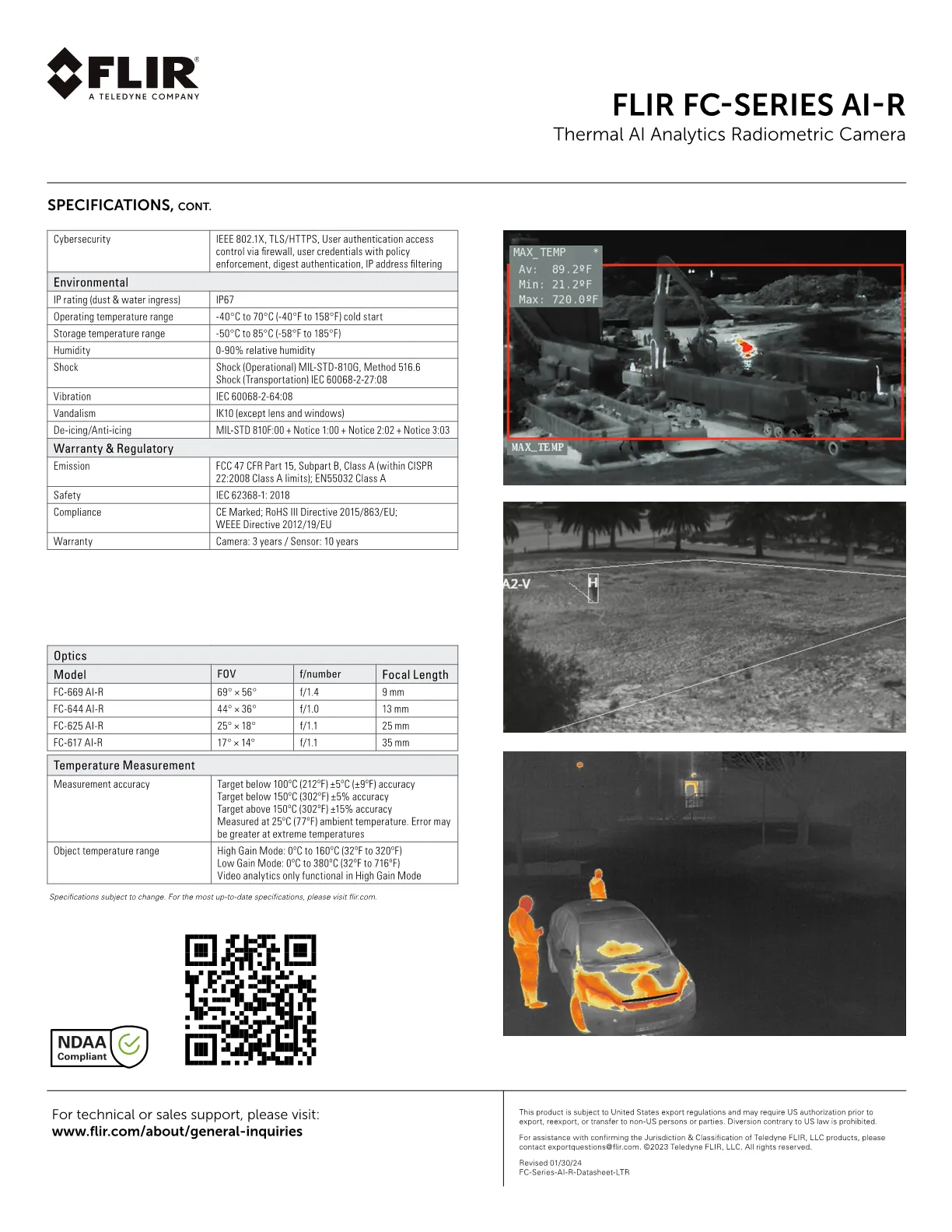 FC669R9 - Flir Cam FC-669 AI-R - 9MM 69/FOV Radiometric 9FPS