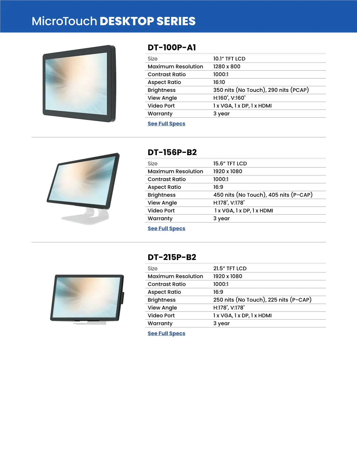 Microtouch Touch Monitor DT-156P-B1 15.6P Vga